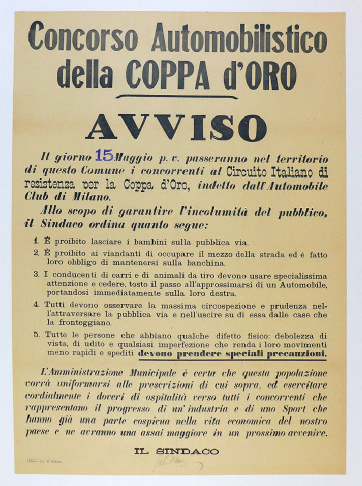 1906 Concorso della Coppa d'Oro Poster – Vintage Auto Posters