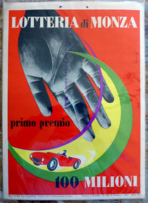 1957 Lotteria di Monza Window Card – Vintage Auto Posters