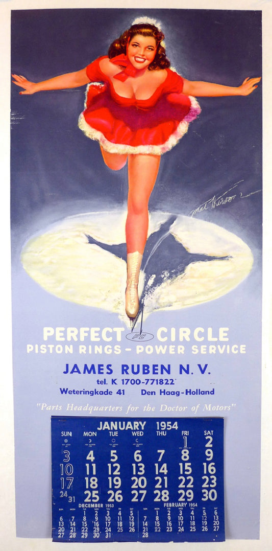 1954 Perfect Circle Calendar – Vintage Auto Posters