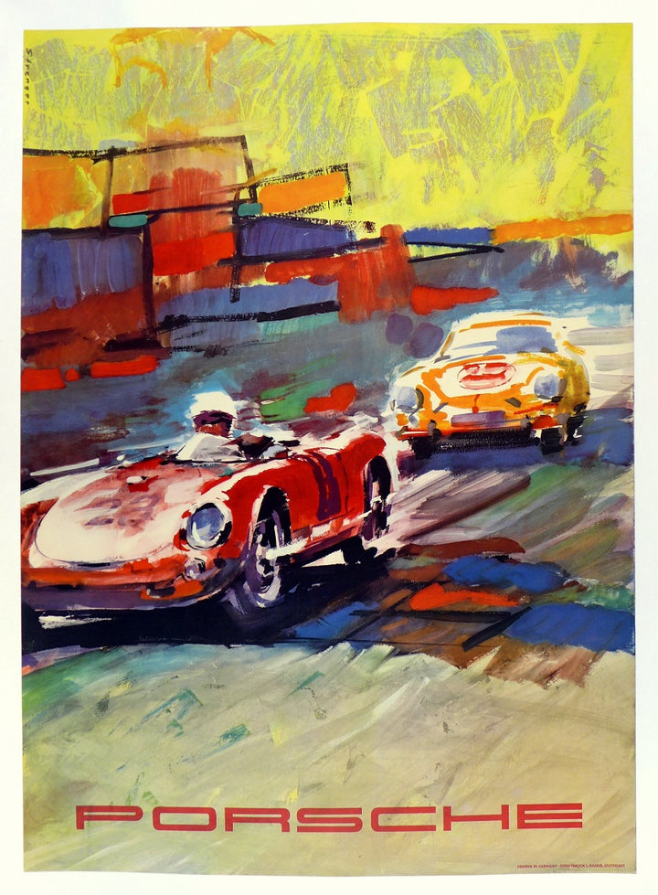 Porsche 550 Spyder & 356 Coupe Showroom Poster – Vintage Auto Posters